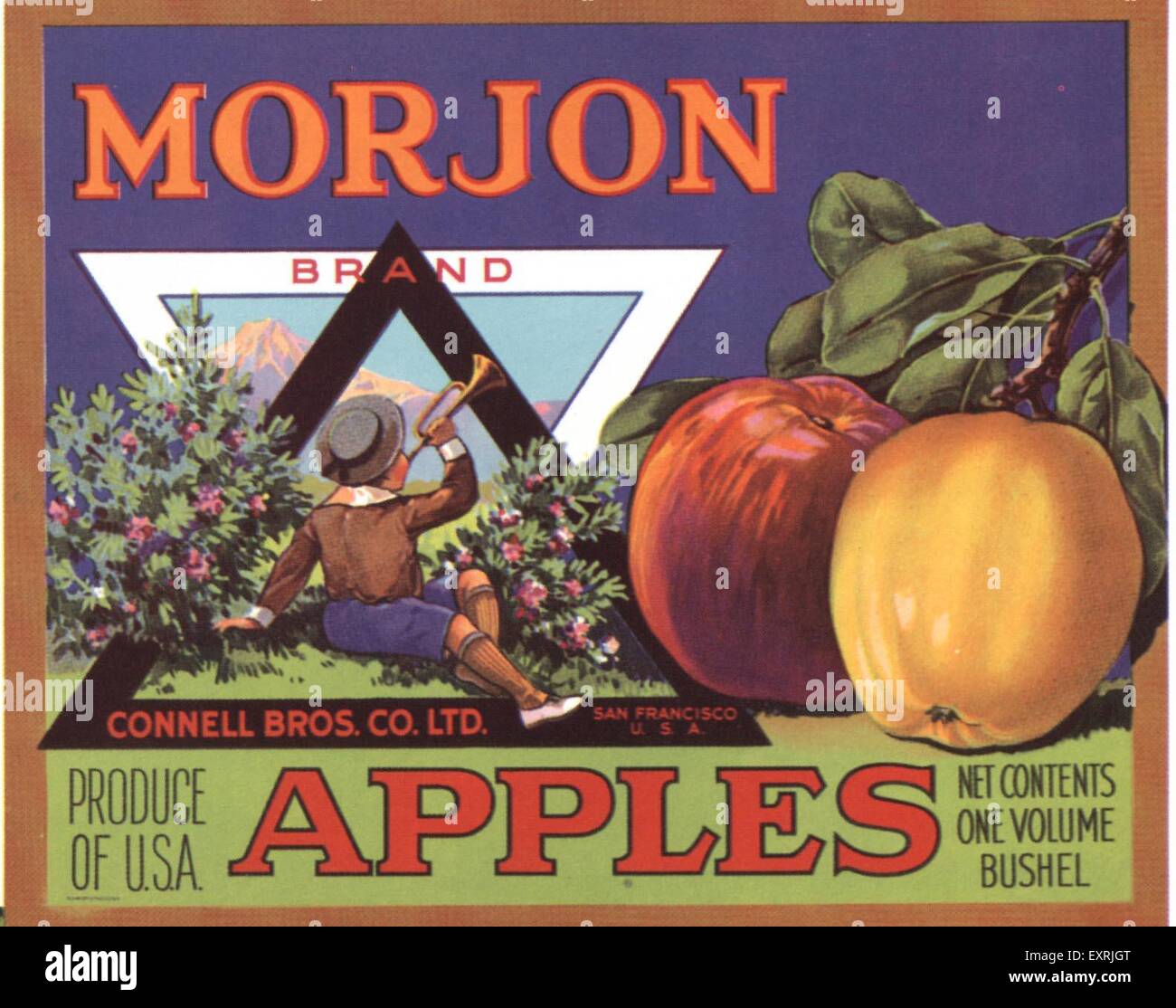 1930s USA Morjon Apples Label Stock Photo - Alamy