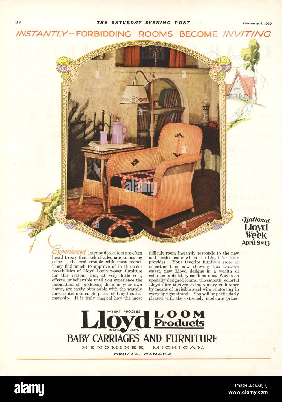 1920s USA Lloyd Loom Furniture Magazine Advert Stock Photo - Alamy