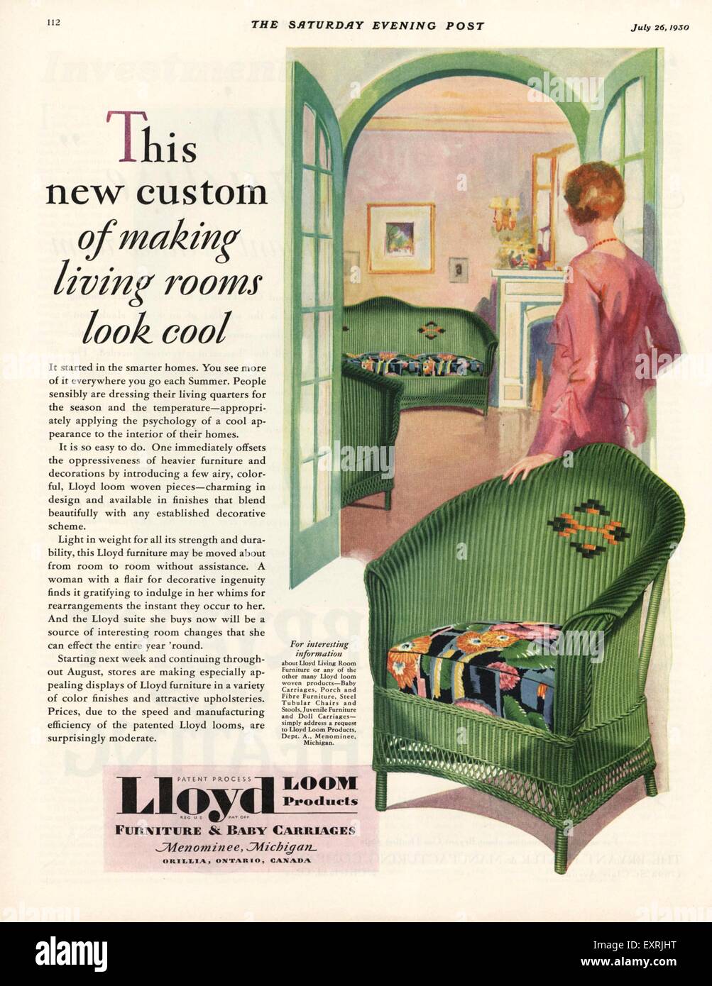 1930s USA Lloyd Loom Furniture Magazine Advert Stock Photo - Alamy