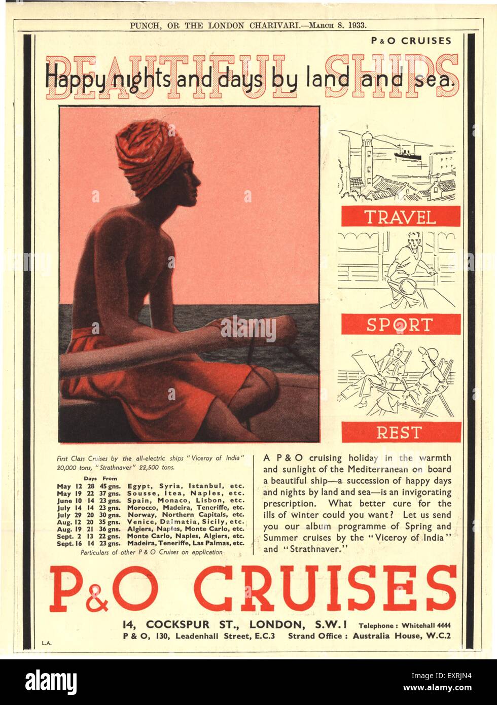 1930s UK P & O Poster Stock Photo - Alamy