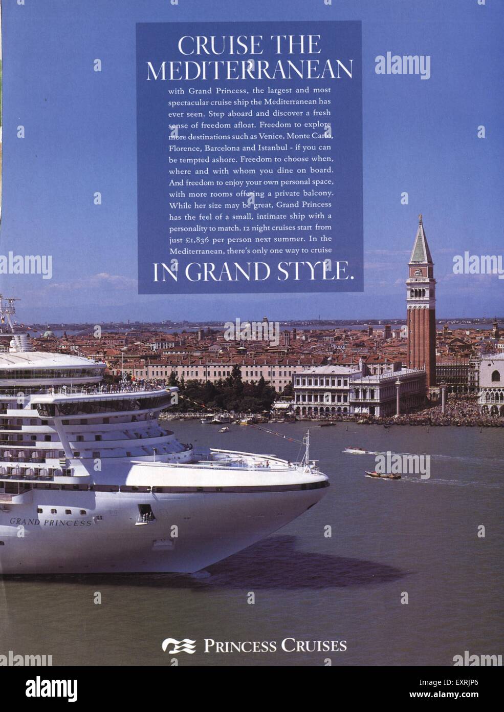 1990s UK Princess Cruises Magazine Advert Stock Photo - Alamy