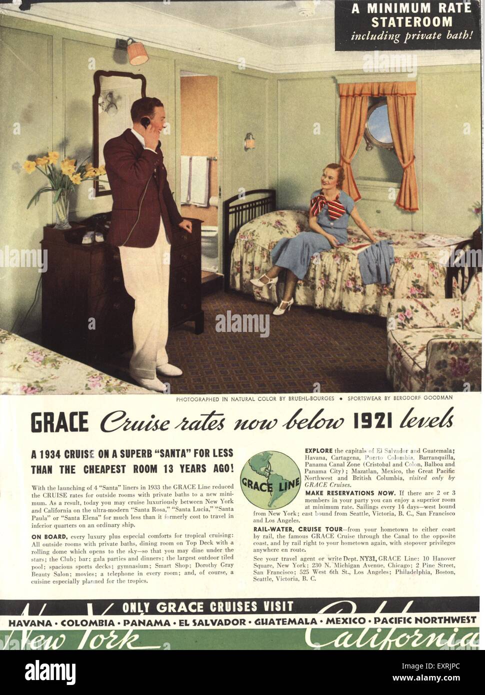 1930s USA Grace Line Magazine Advert Stock Photo - Alamy