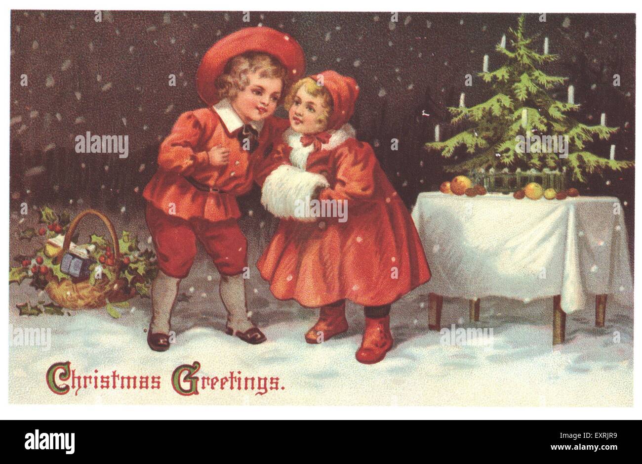 1890s USA Christmas Card Trees Greetings Card Stock Photo - Alamy