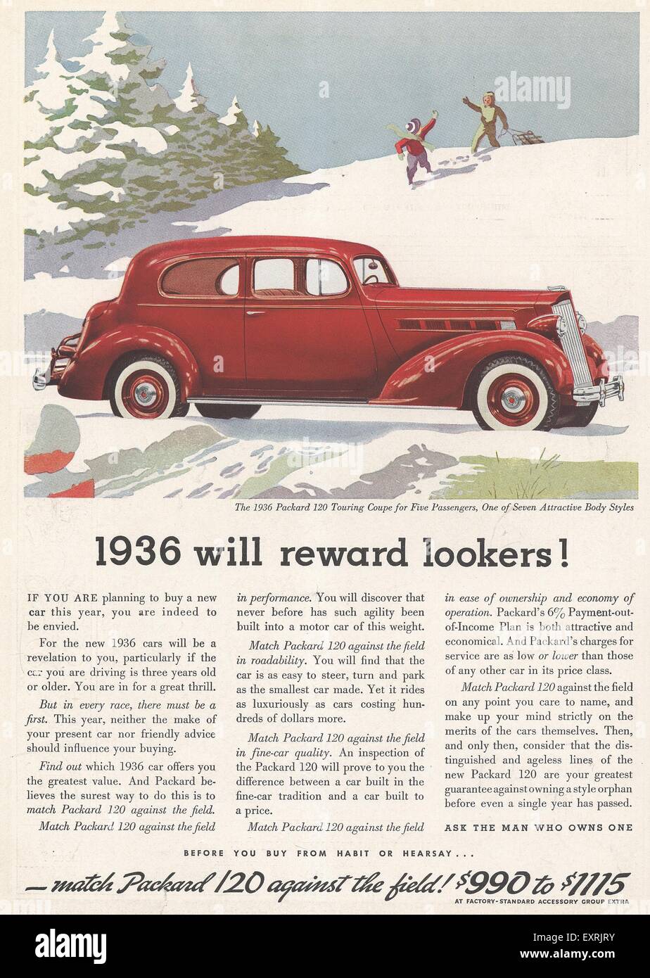 1930s USA Packard Magazine Advert Stock Photo - Alamy