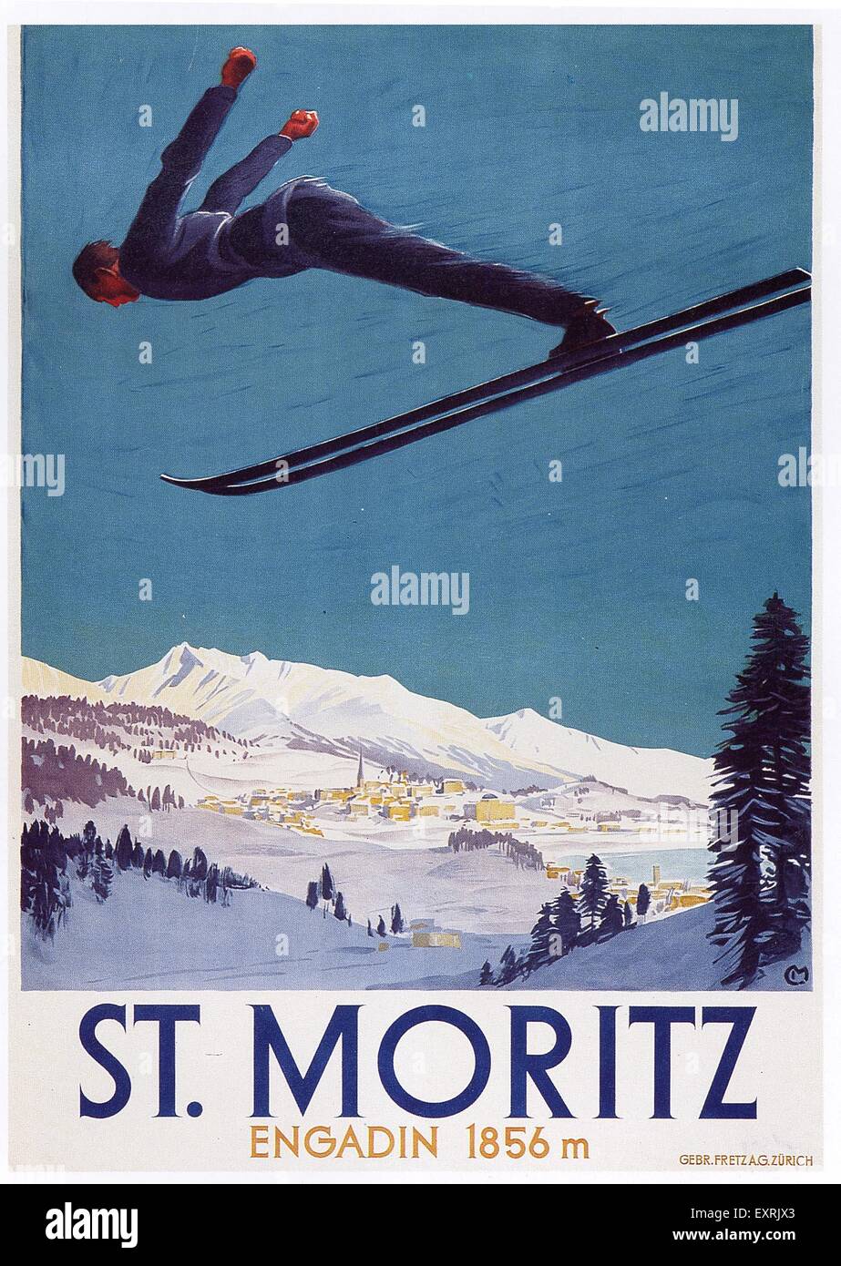 1930s France St Moritz Poster Stock Photo - Alamy