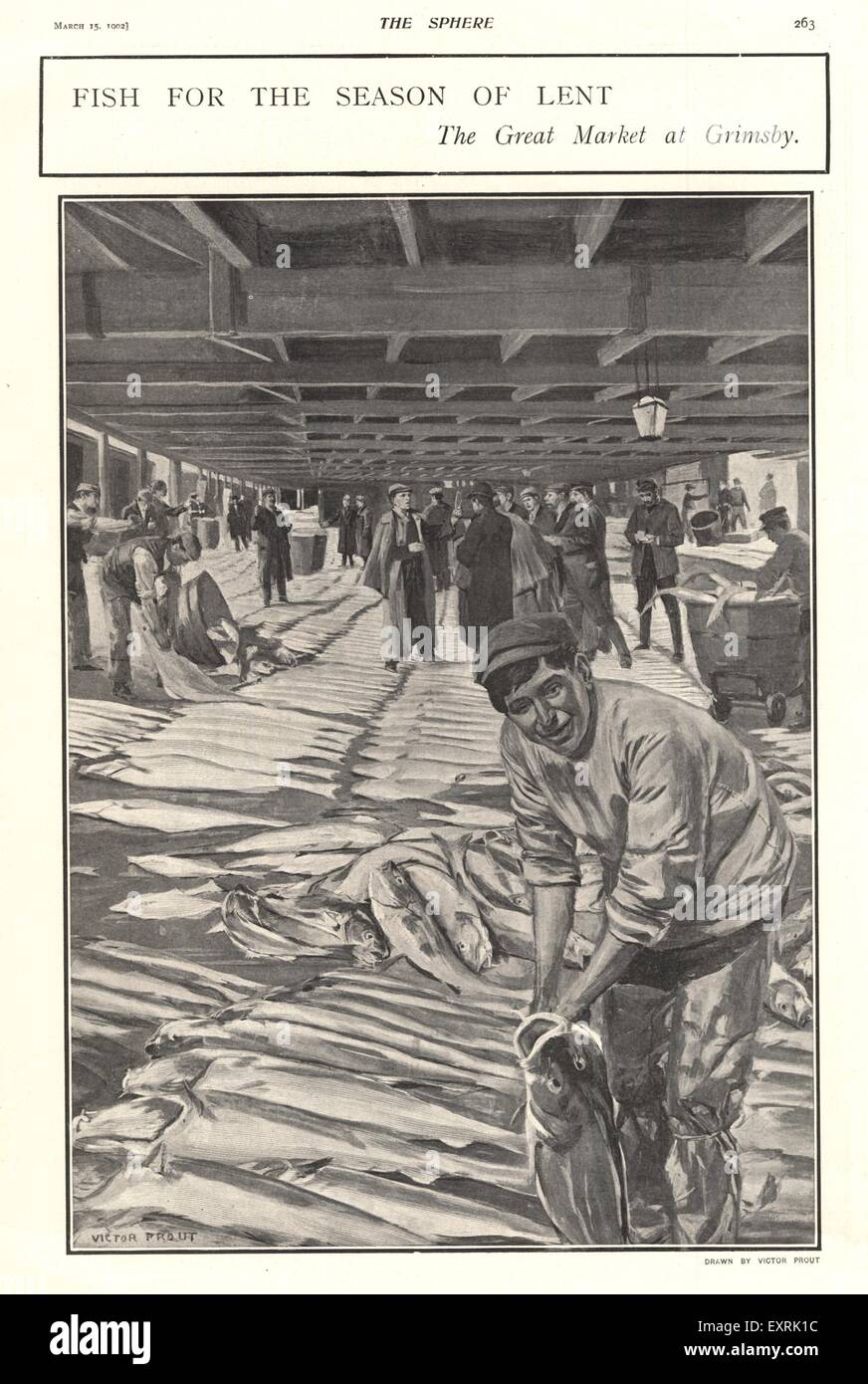 1900s UK Billingsgate Fish Market Magazine Plate Stock Photo - Alamy