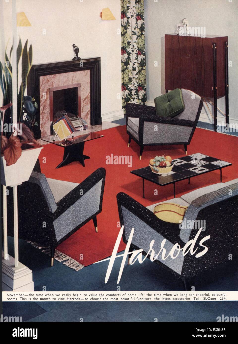 1950s UK Harrods Magazine Advert Stock Photo - Alamy