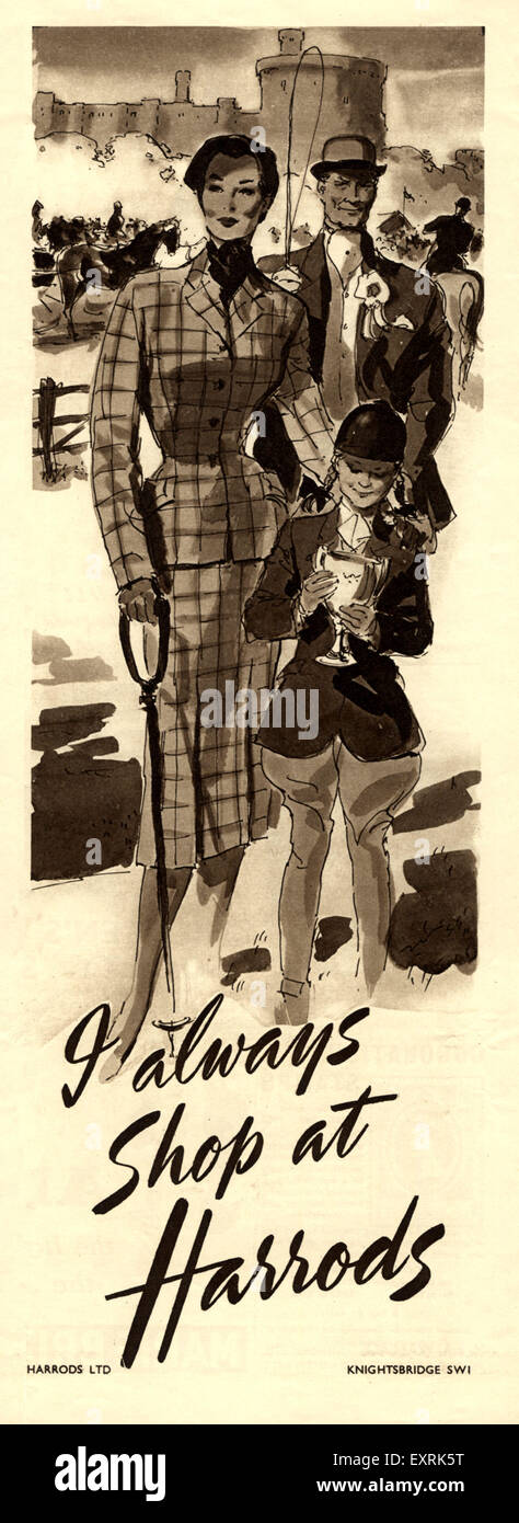 1950s UK Harrods Magazine Advert Stock Photo - Alamy