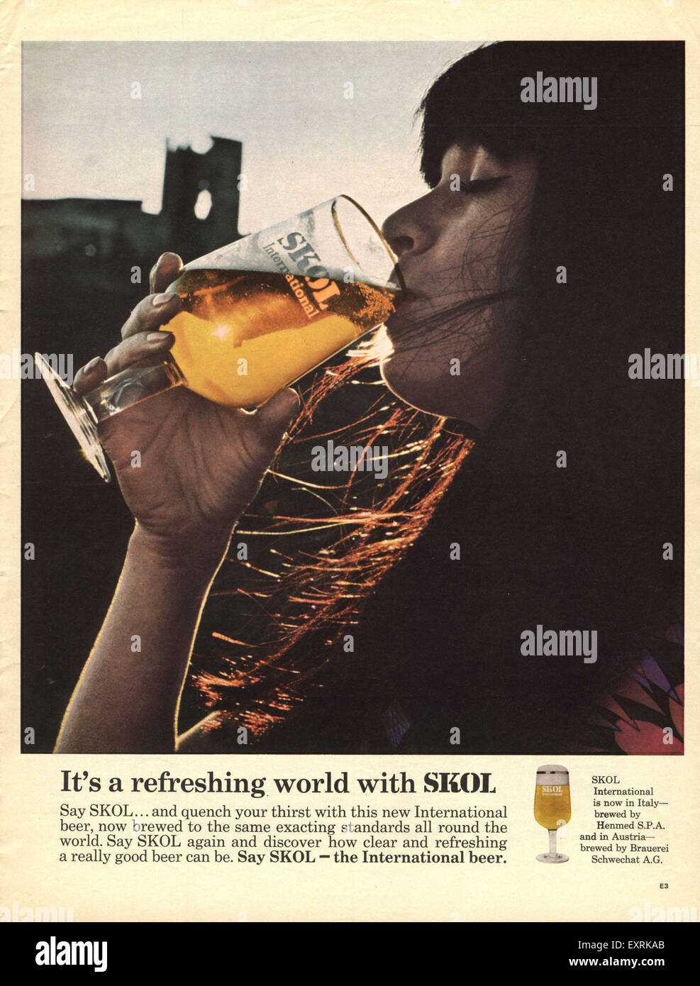 1960s UK Skol Beer Magazine Advert Stock Photo - Alamy