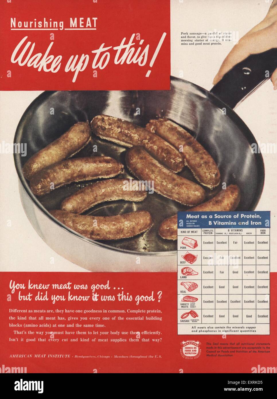 1950s USA American Meat Institute Magazine Advert Stock Photo - Alamy