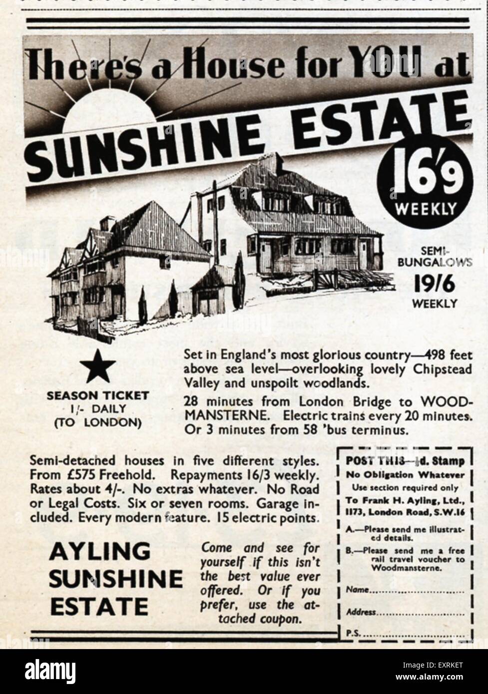 1930s UK Frank H Ayling Ltd Magazine Advert Stock Photo - Alamy