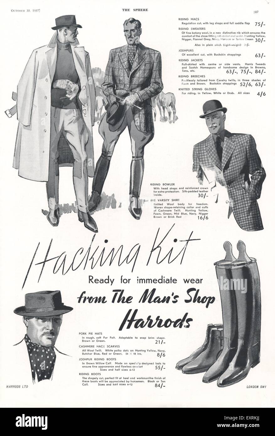 1930s UK Harrods Magazine Advert Stock Photo - Alamy