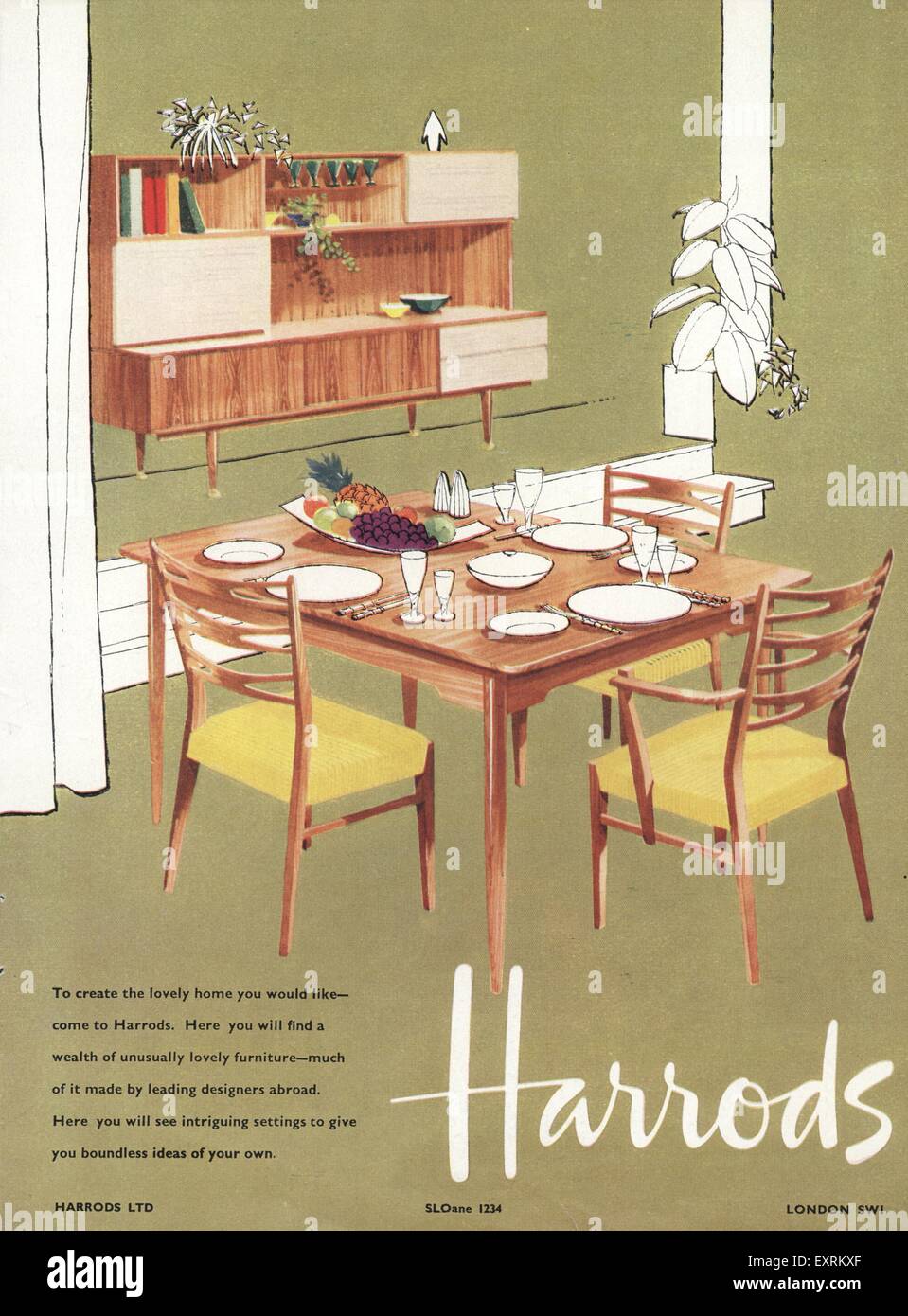 1960s UK Harrods Magazine Advert Stock Photo - Alamy