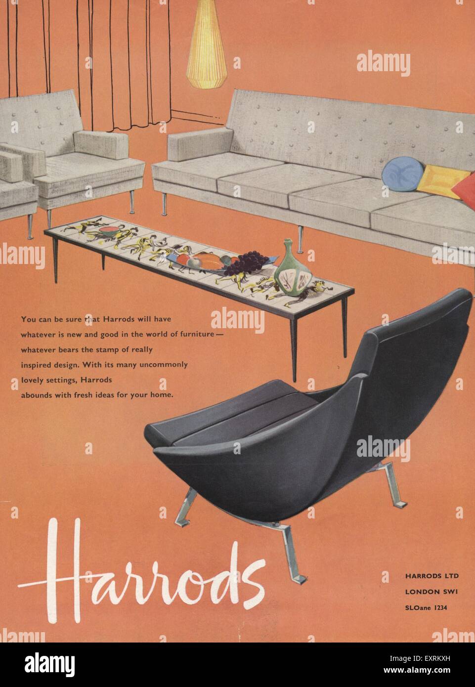 1960s UK Harrods Magazine Advert Stock Photo - Alamy