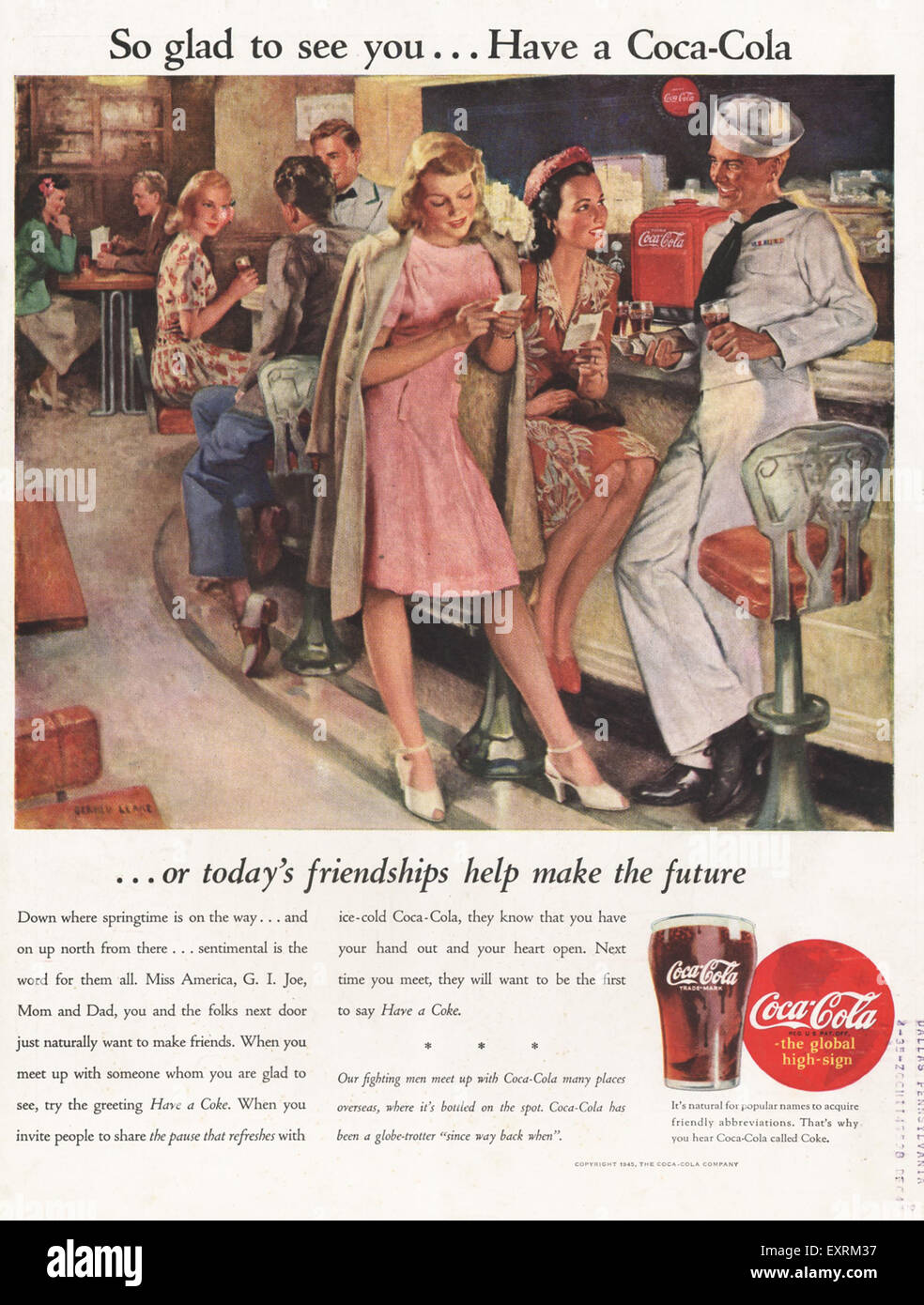 1940s USA Coca-Cola Magazine Advert Stock Photo - Alamy