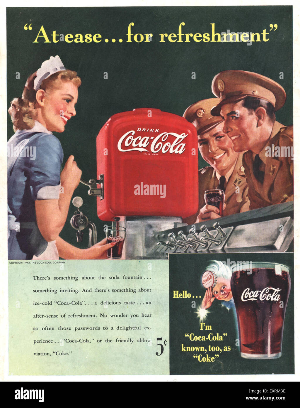 1940s USA Coca-Cola Magazine Advert Stock Photo - Alamy