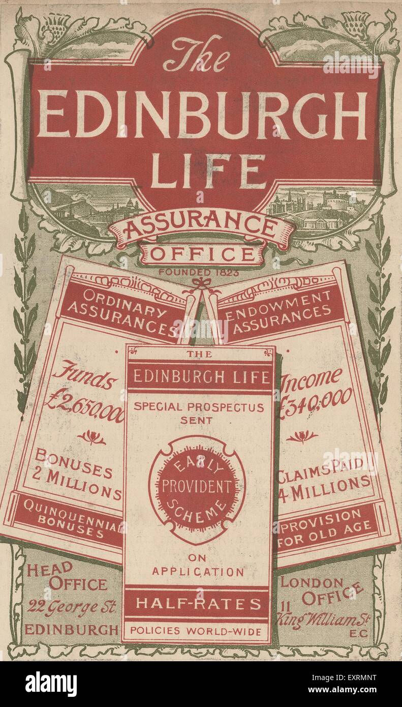 1890s UK The Edinburgh Life Magazine Advert Stock Photo - Alamy