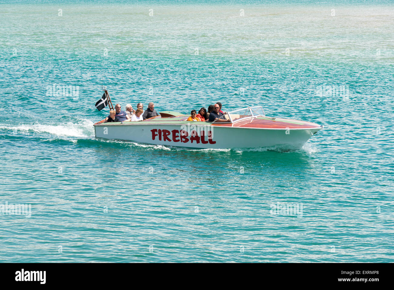 The Fireball speedboat carrying tourists on a high speed trip round the ...