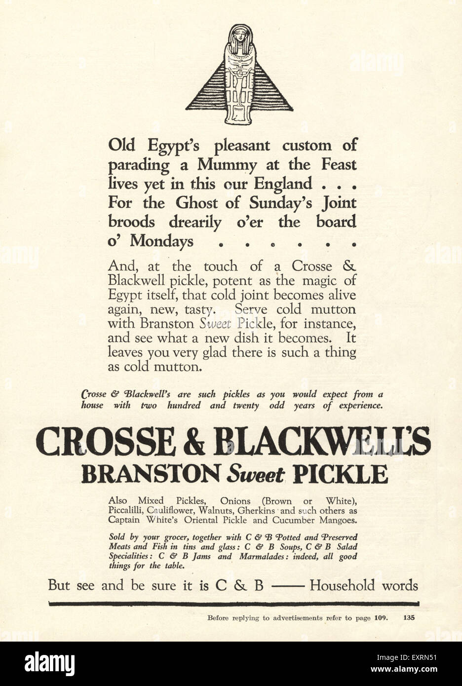 1910s UK Branston Pickles Magazine Advert Stock Photo - Alamy