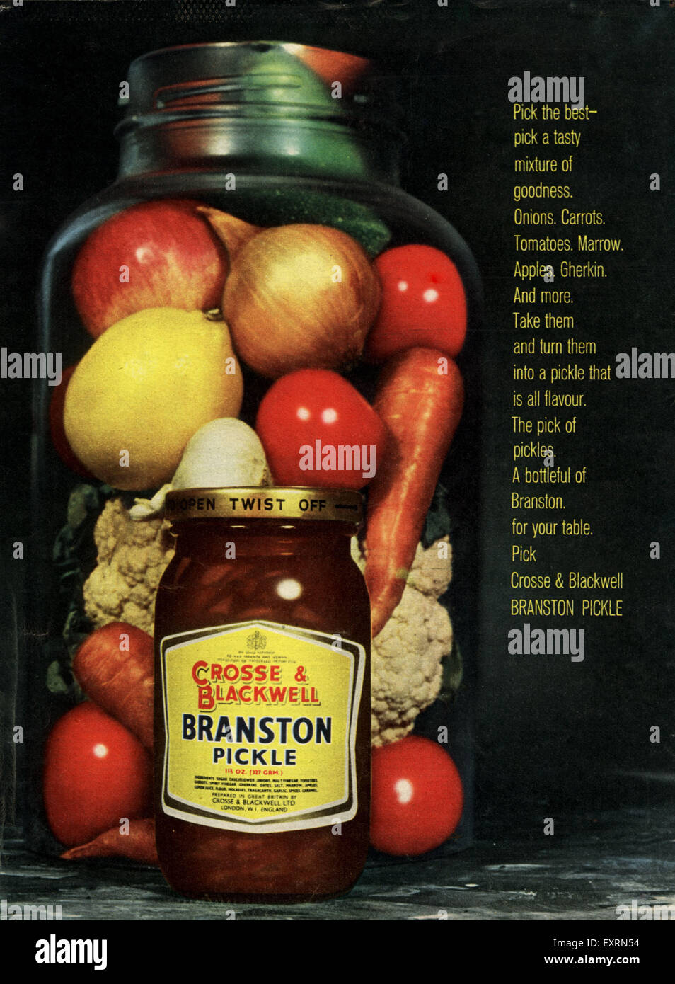 1960s UK Branston Pickles Magazine Advert Stock Photo - Alamy