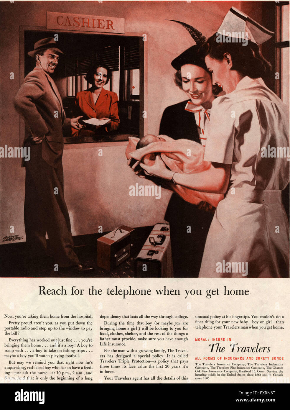 1940s USA The Travelers Magazine Advert Stock Photo - Alamy