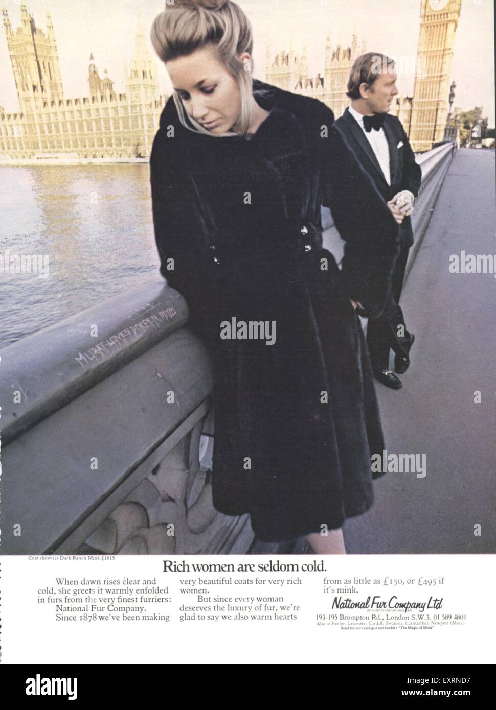1970s UK National Fur Company Magazine Advert Stock Photo - Alamy