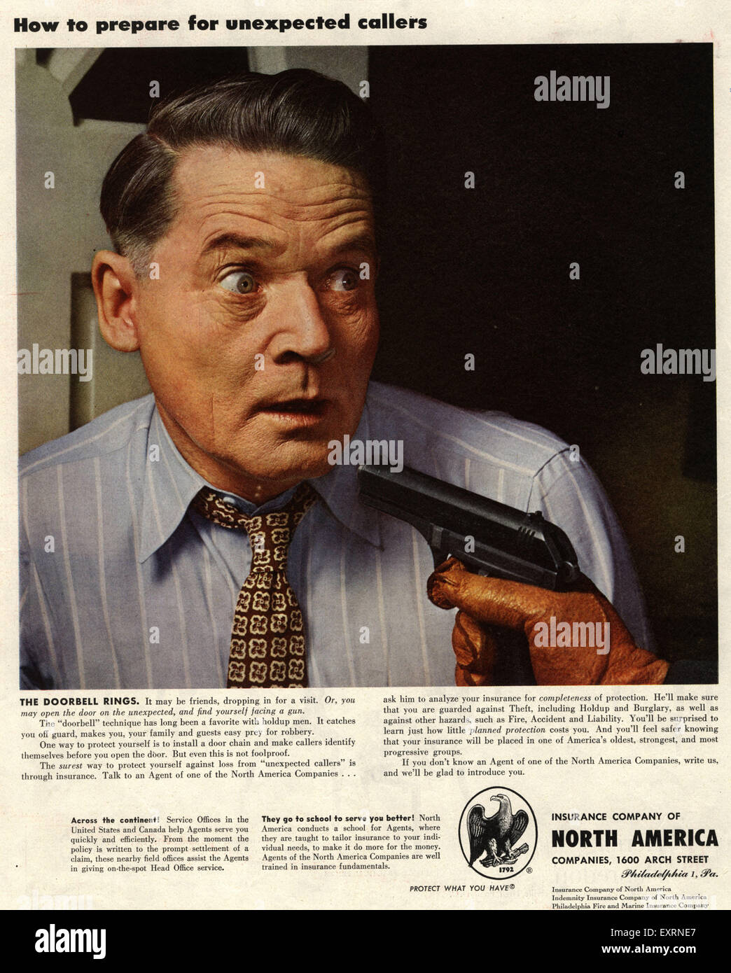 1940s USA Insurance Company Of North America Magazine Advert Stock ...