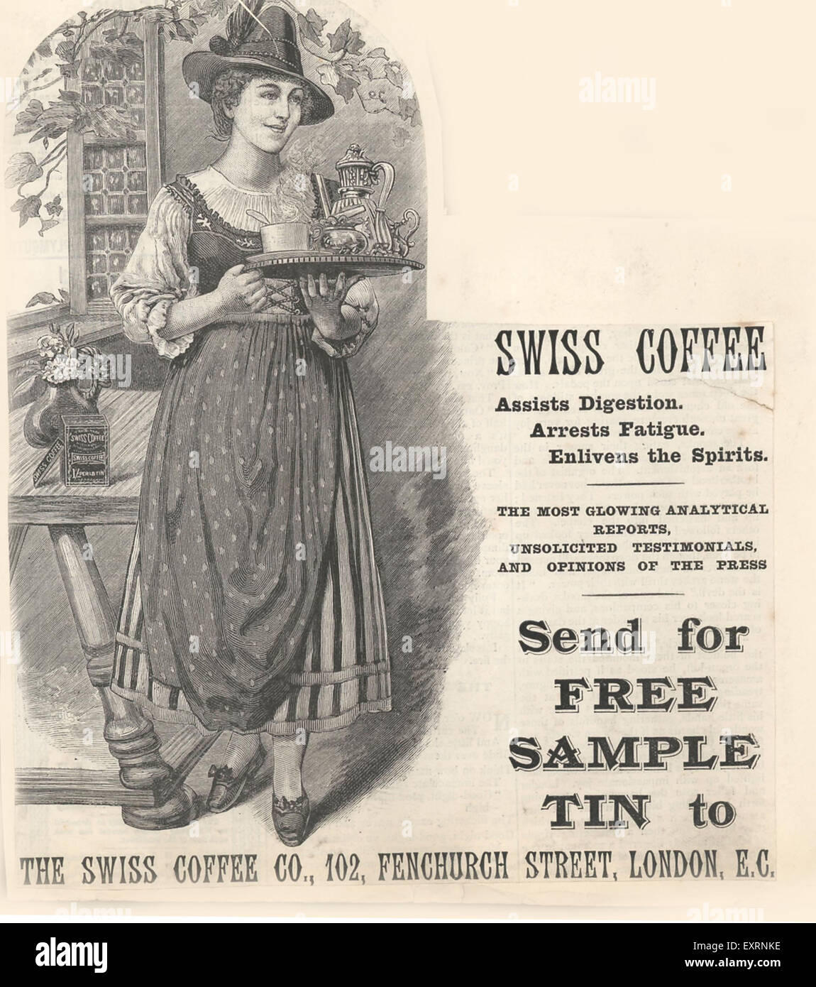 1890s UK Swiss Coffee Company Magazine Advert Stock Photo - Alamy