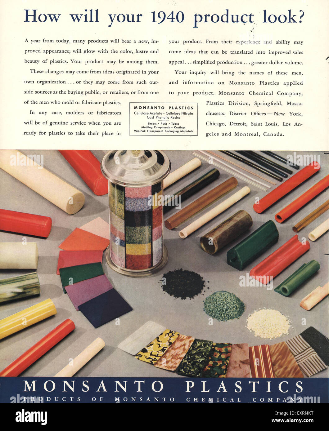 1940s USA Monsanto Magazine Advert Stock Photo - Alamy