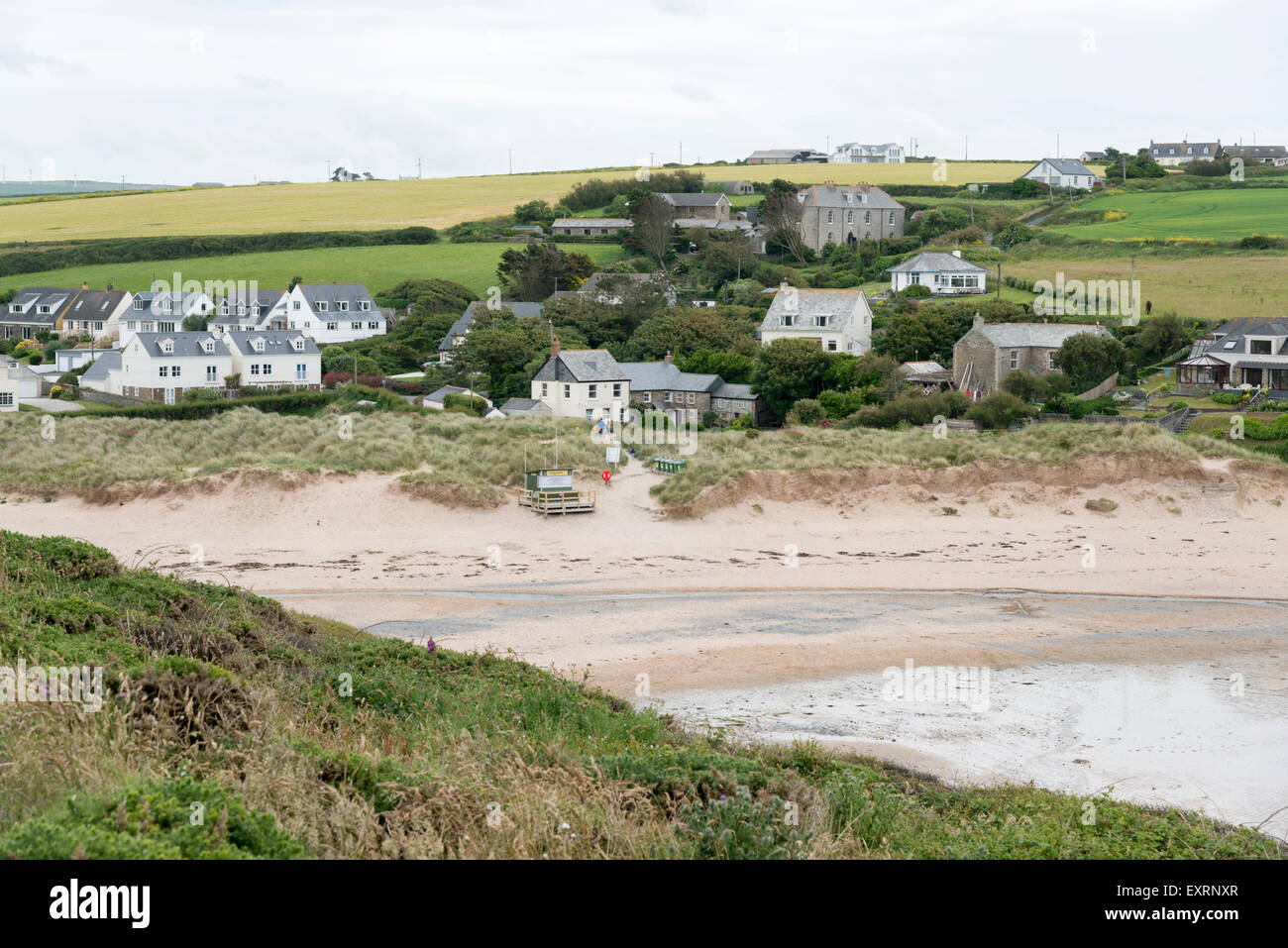 The coastal village of Porthcothan Bay North Cornwall UK Stock Photo ...