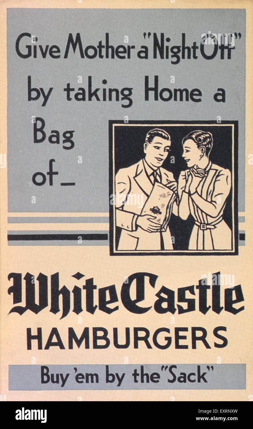 1930s USA White Castle Magazine Advert Stock Photo - Alamy