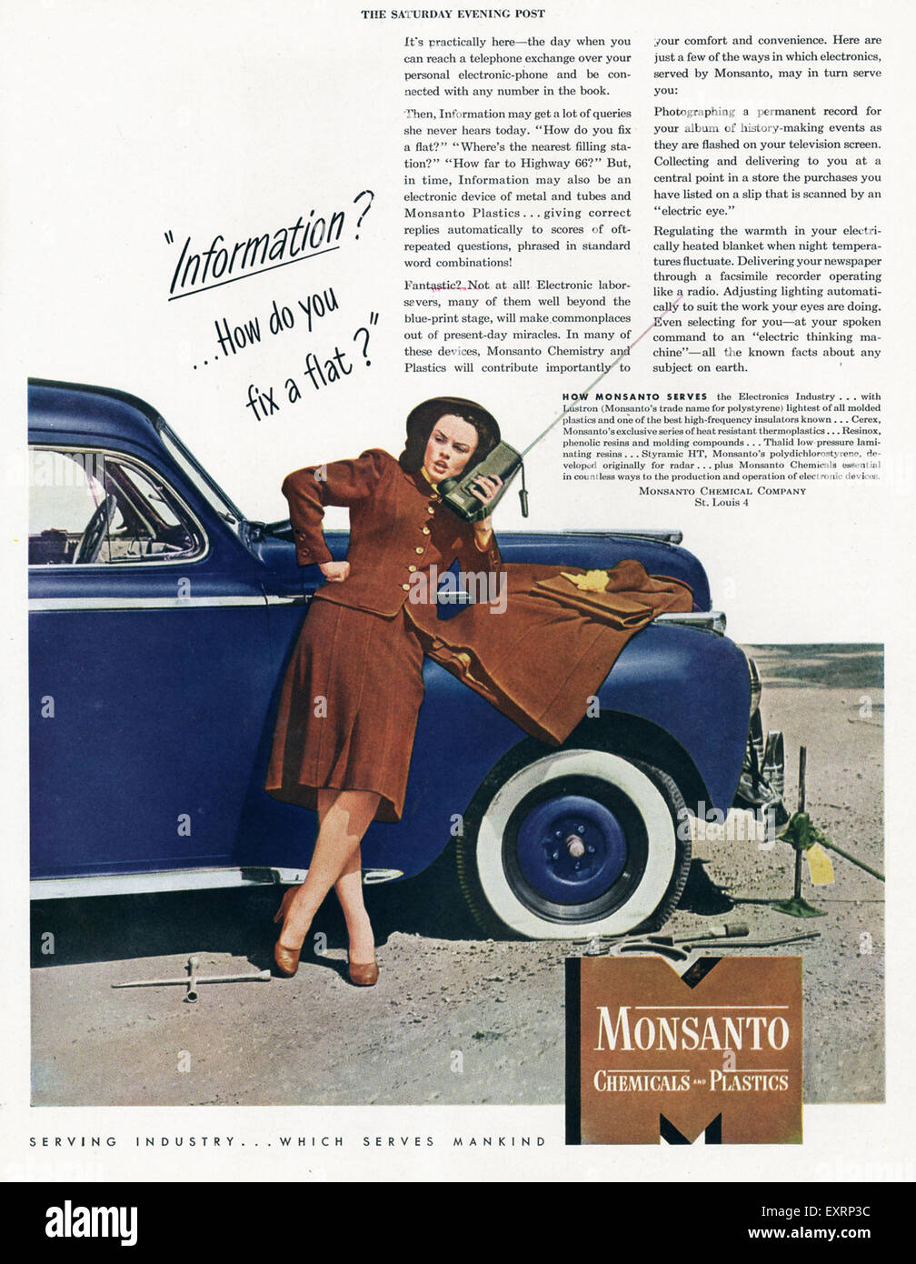 1950s USA Monsanto Magazine Advert Stock Photo - Alamy