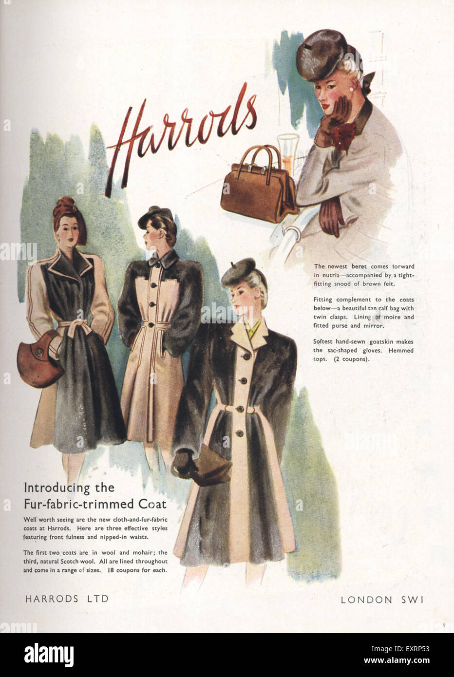 1940s UK Harrods Magazine Advert Stock Photo - Alamy