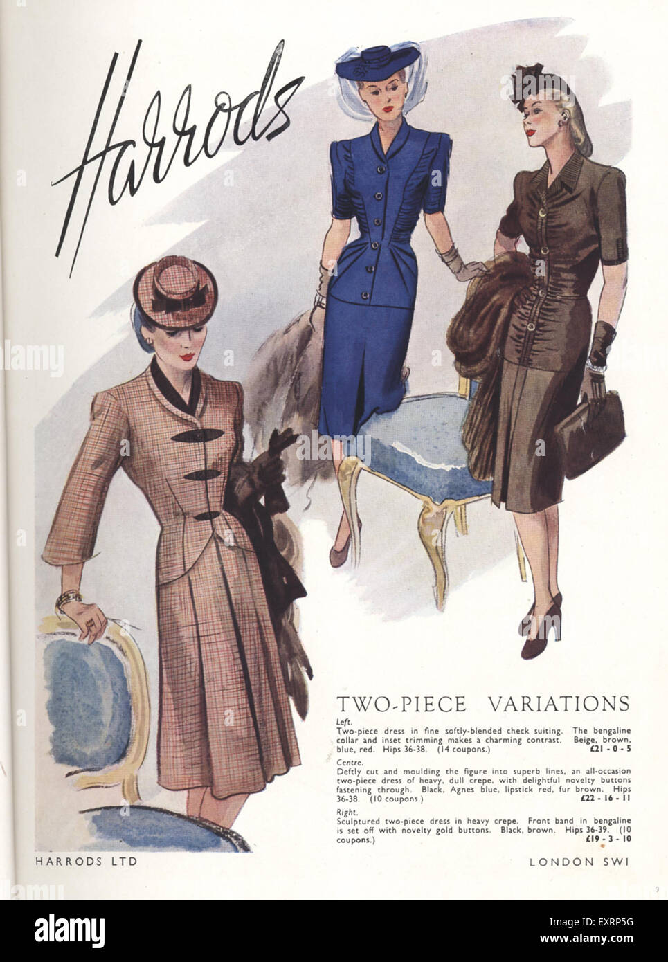 1940s UK Harrods Magazine Advert Stock Photo - Alamy