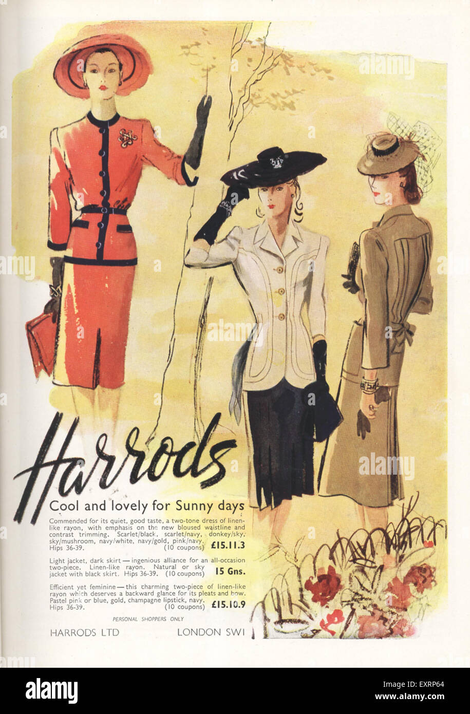 1940s UK Harrods Magazine Advert Stock Photo - Alamy
