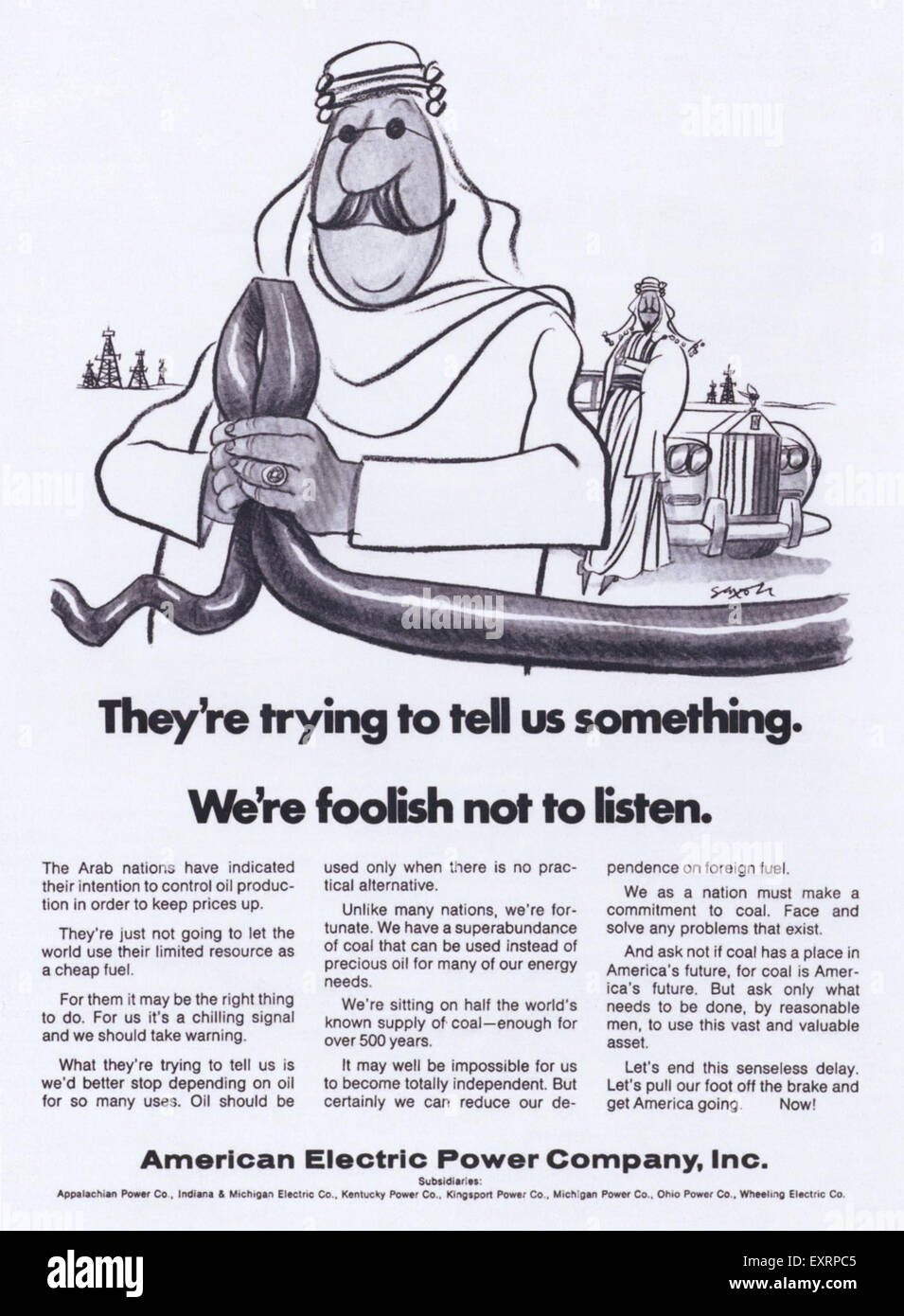 1970s USA American Electric Power Company Magazine Advert Stock Photo ...