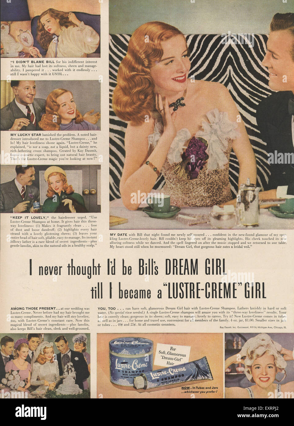 1950s USA Lustre-Creme Magazine Advert Stock Photo - Alamy