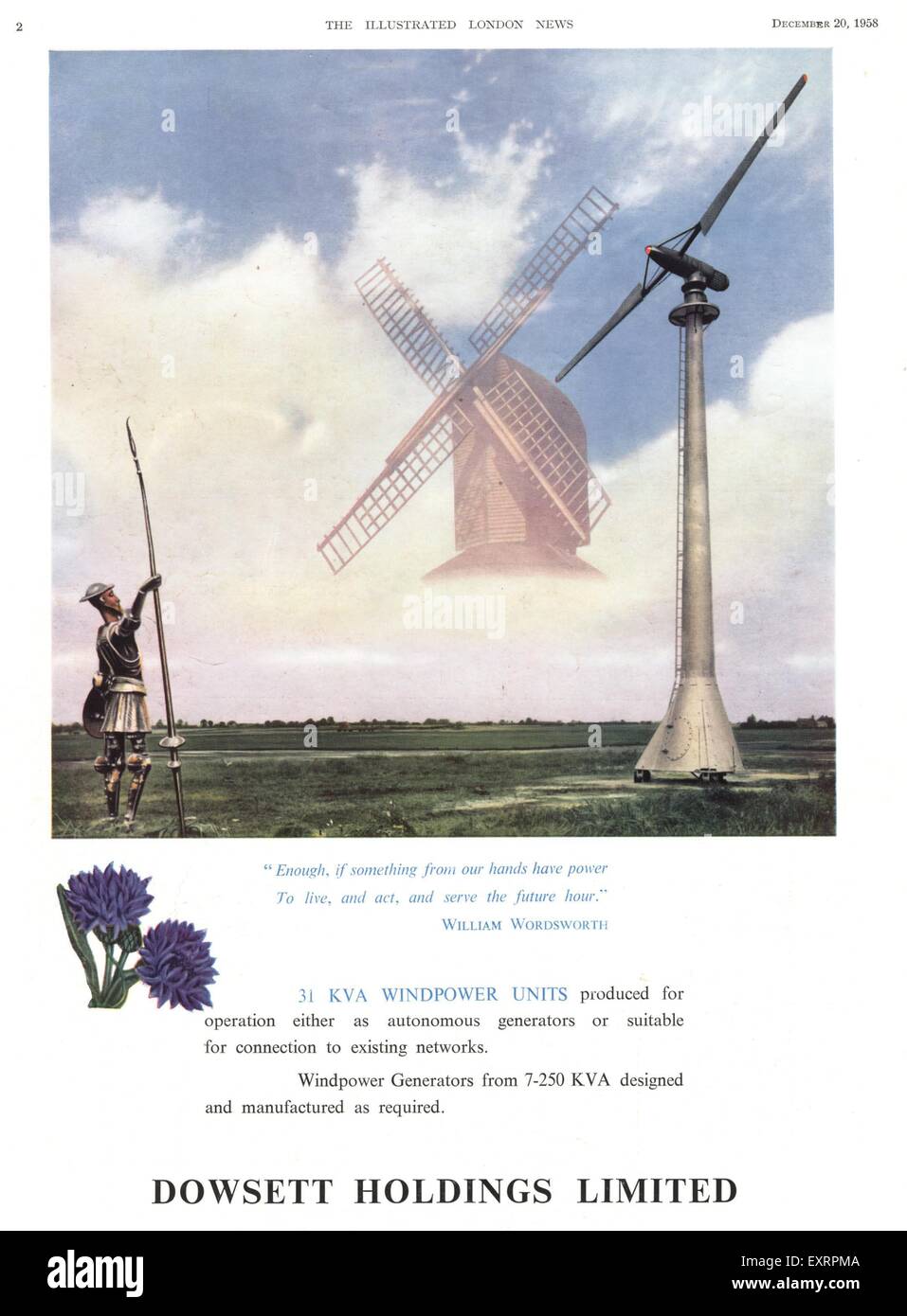 1950s UK Dowsett Holdings Ltd Magazine Advert Stock Photo - Alamy