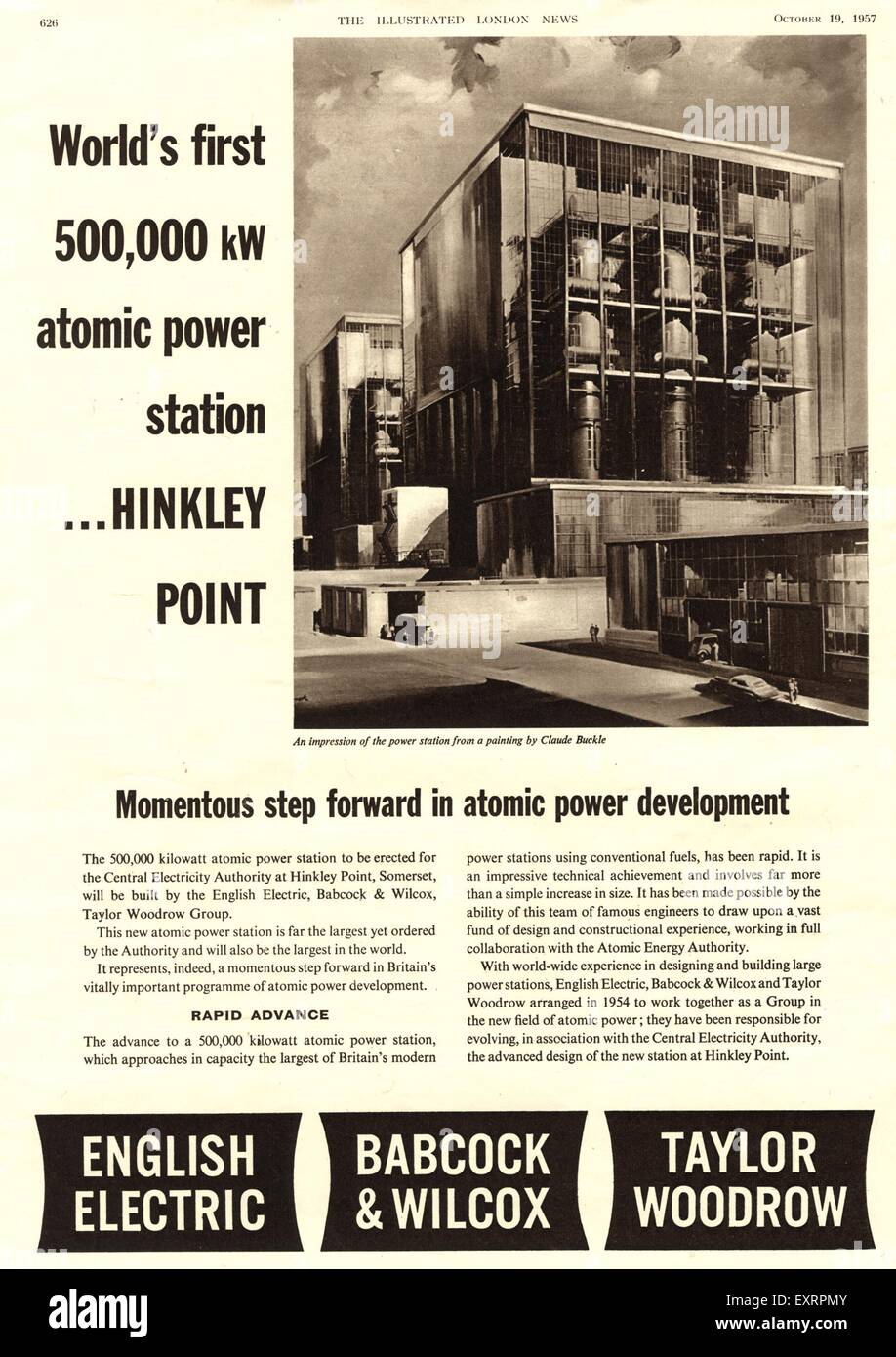 1950s UK Hinkley Point Magazine Advert Stock Photo - Alamy