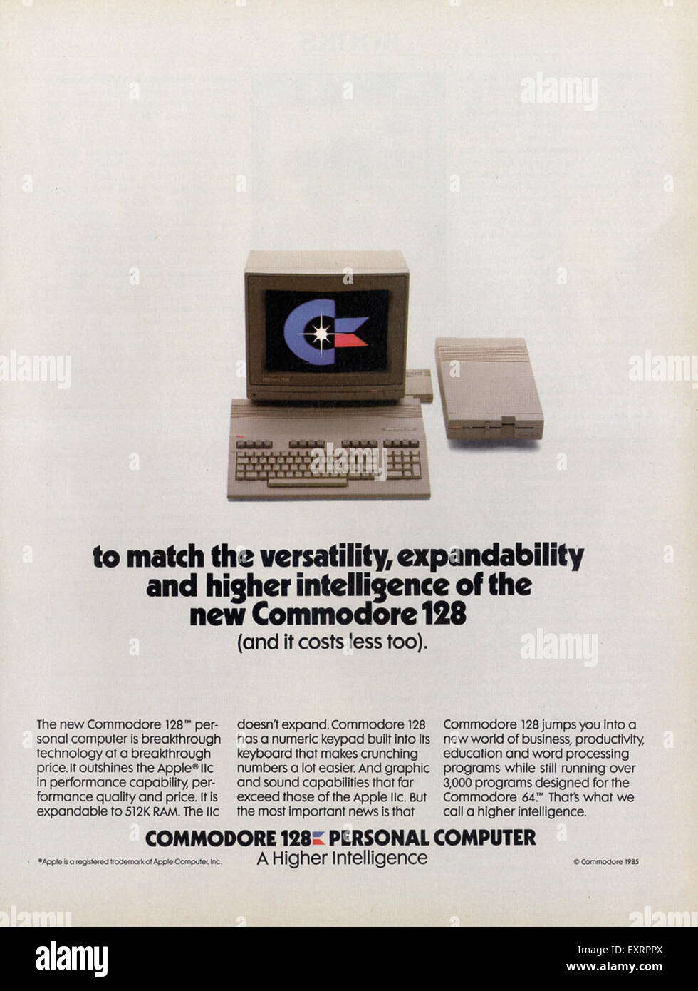 1980s USA Commodore 128 Magazine Advert Stock Photo - Alamy