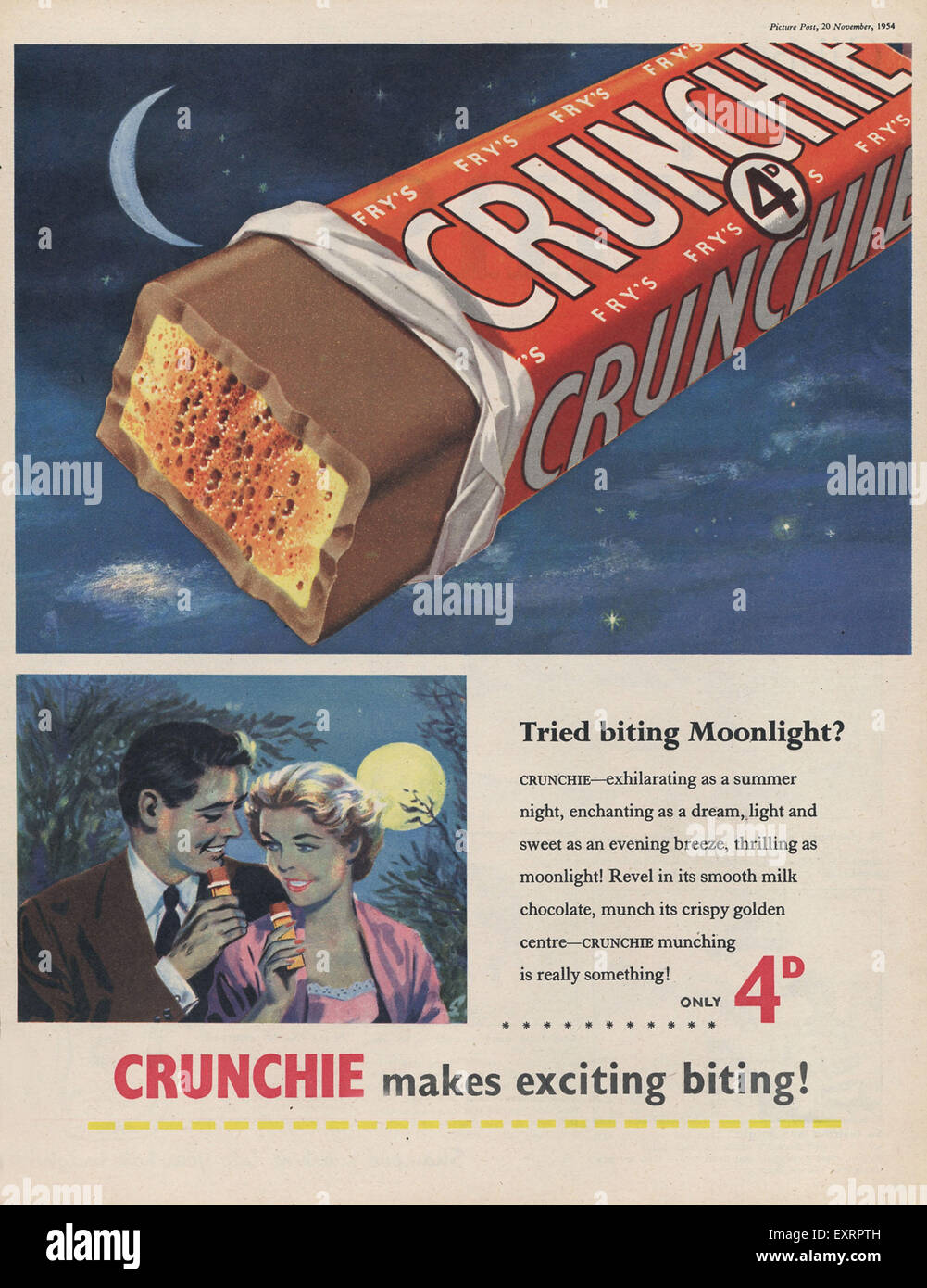 1960s UK Crunchie Magazine Advert Stock Photo - Alamy