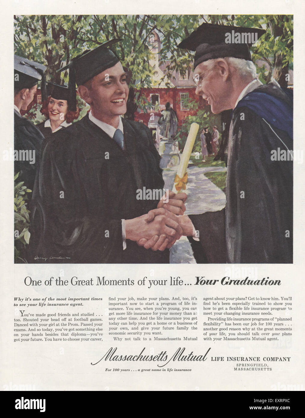 1950s USA Massachusetts Mutual Life Insurance Company Magazine Advert ...