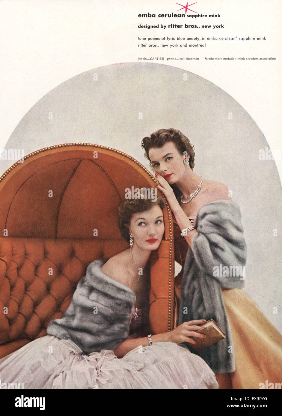 1950s UK Mink Fur Magazine Advert Stock Photo - Alamy