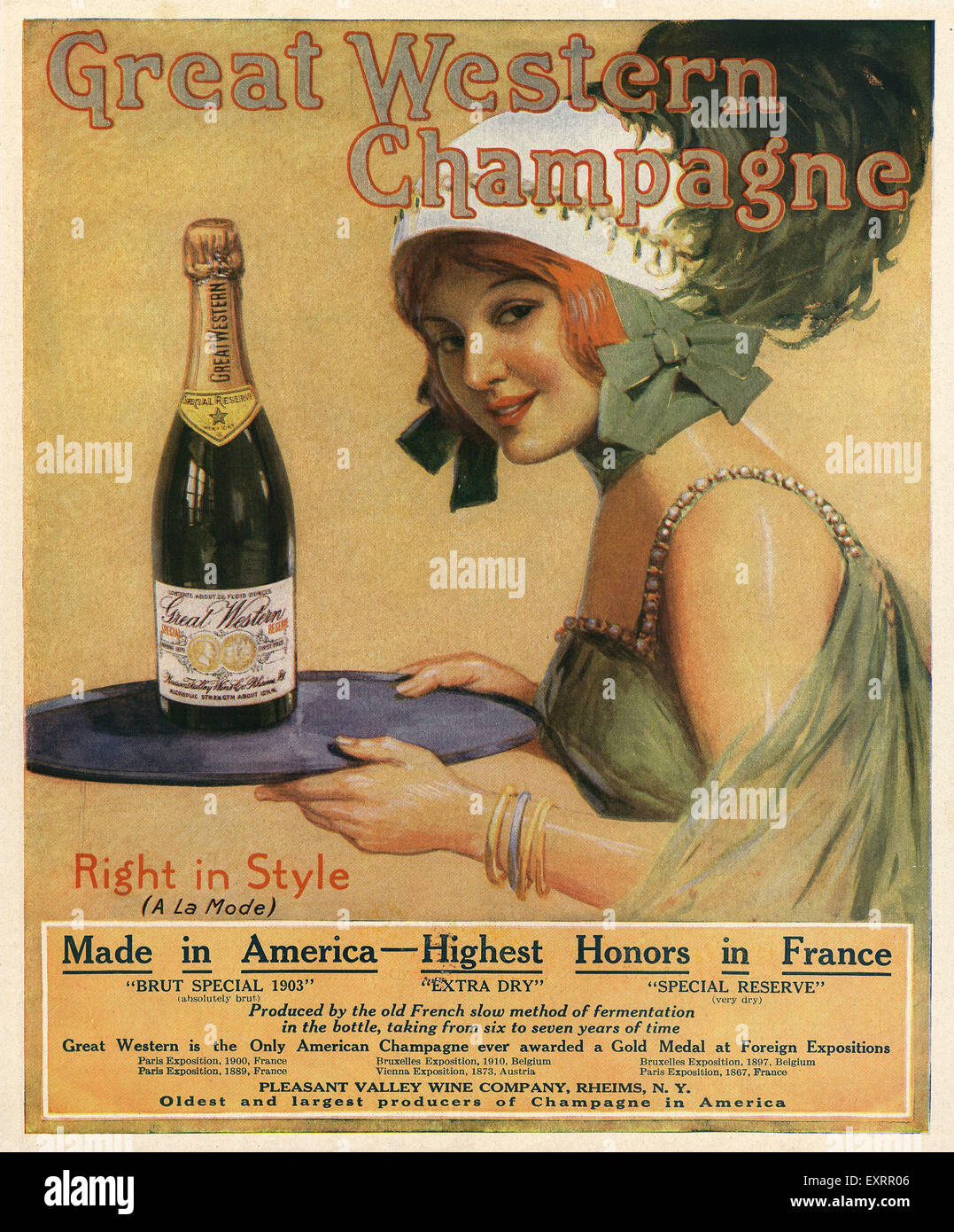 1910s USA Great Western Champagne Magazine Advert Stock Photo - Alamy