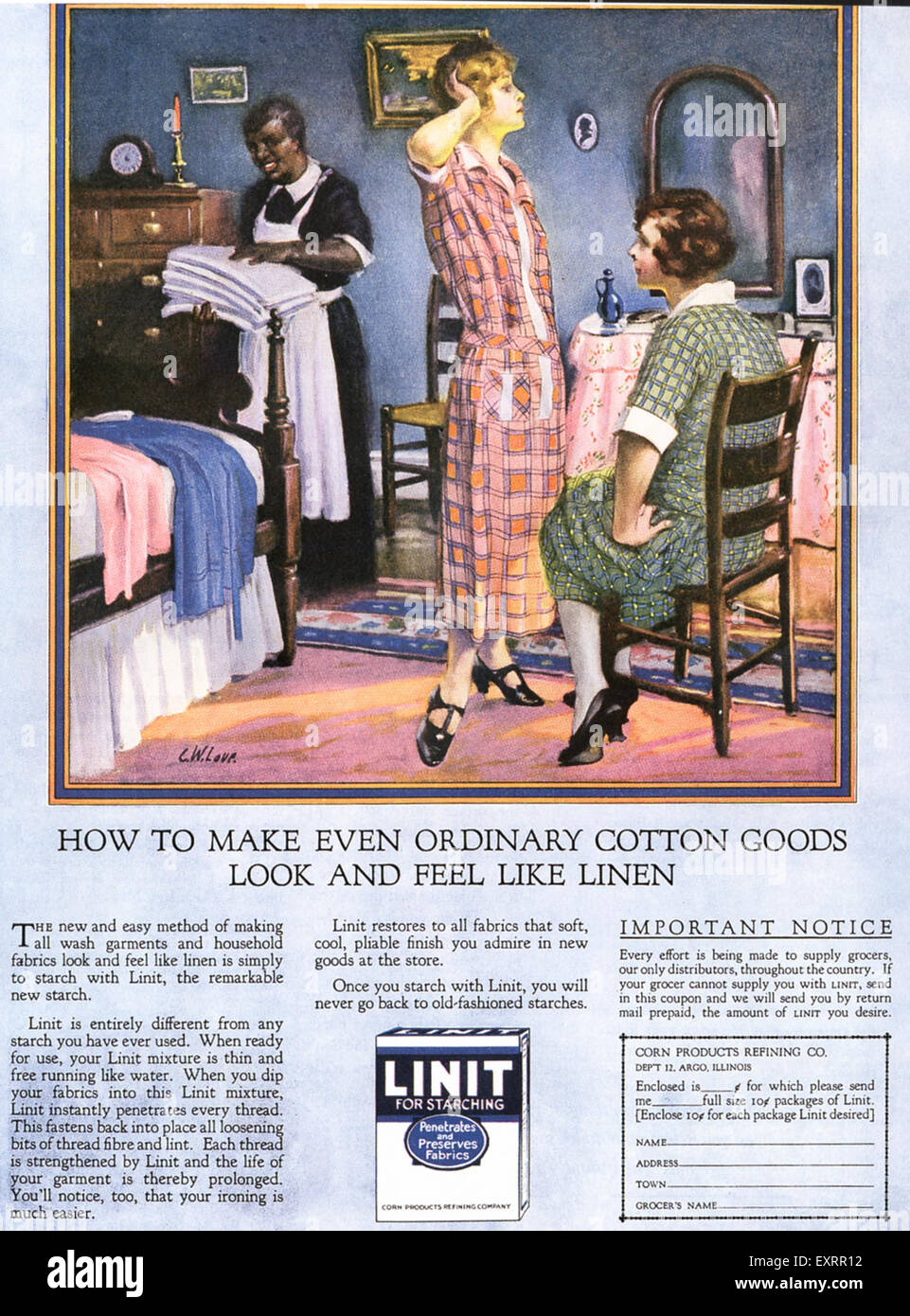 1920s USA Linit Magazine Advert Stock Photo - Alamy