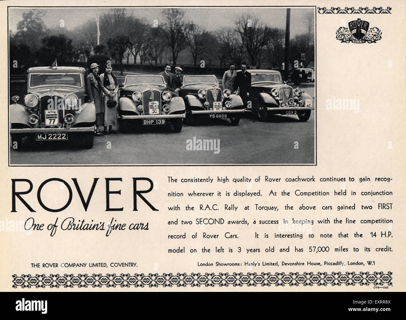 1930s UK Rover Magazine Advert Stock Photo - Alamy