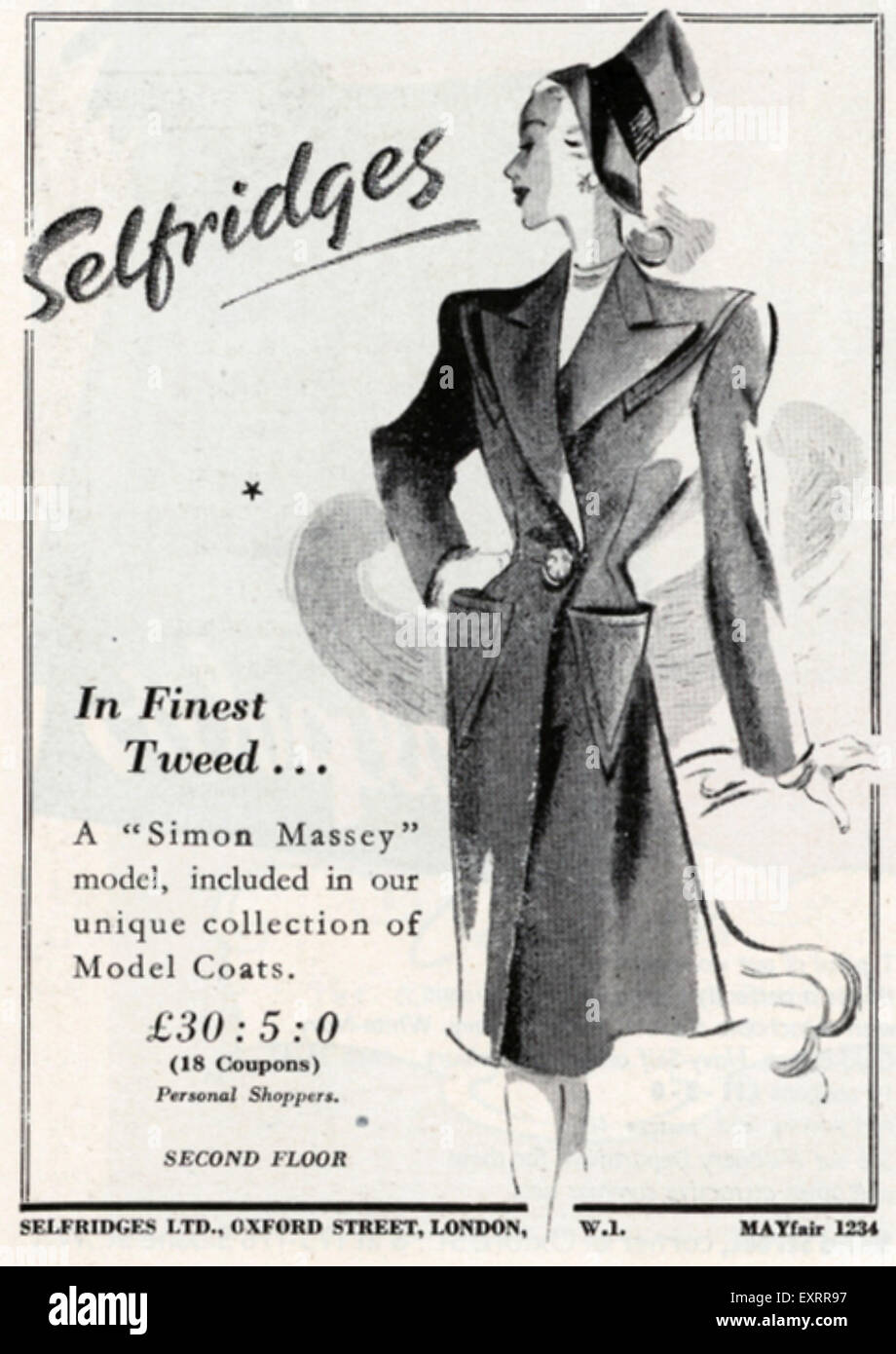 1940s UK Selfridges Magazine Advert Stock Photo - Alamy