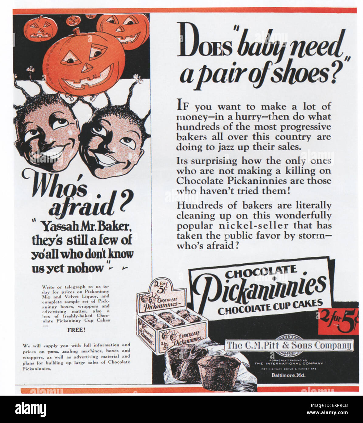 1920s USA Chocolate Pickaninnies Magazine Advert Stock Photo - Alamy