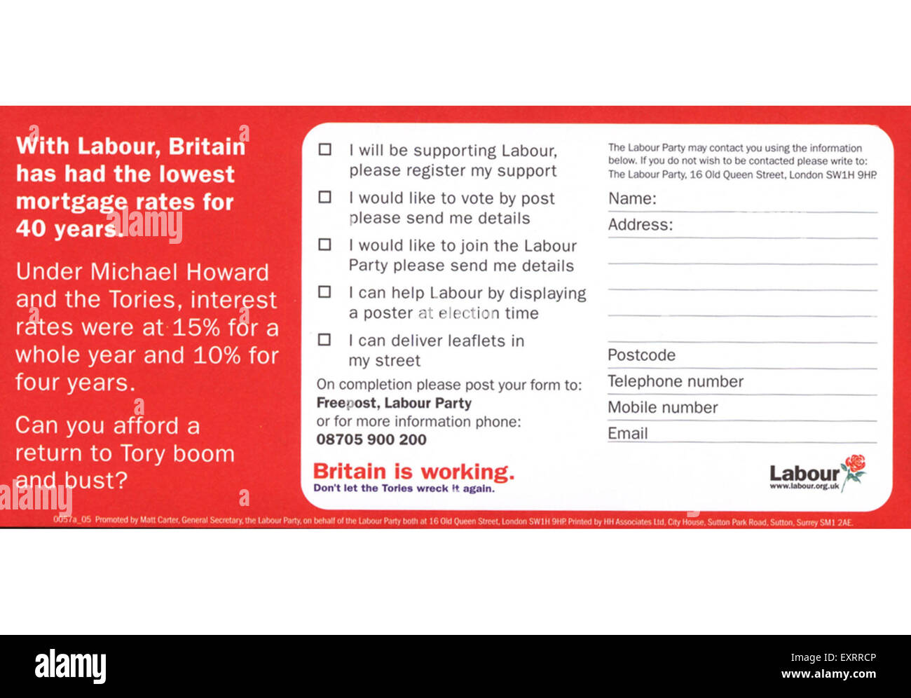 2000s UK The Labour Party Leaflet/ Flyer Stock Photo - Alamy