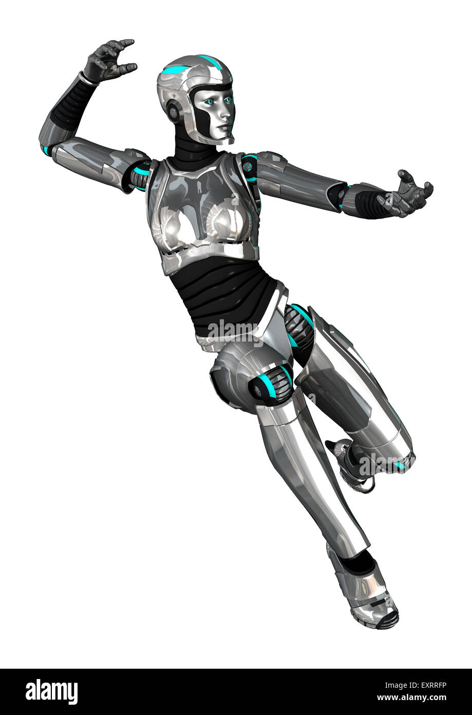 3D digital render of a female cyborg isolated on white background Stock ...